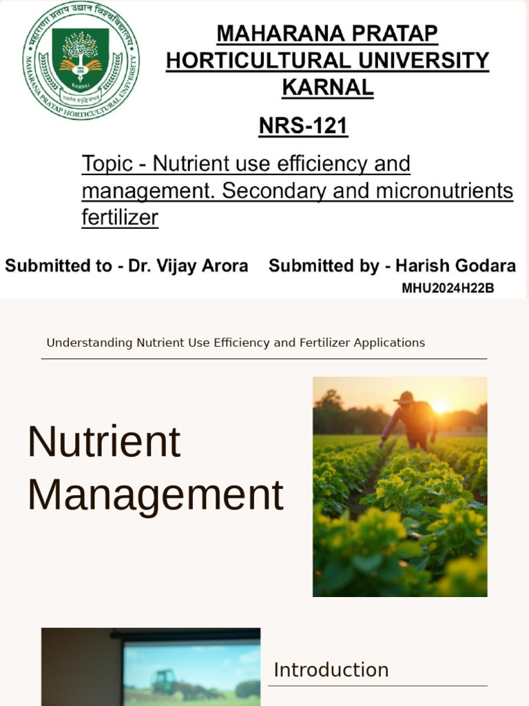 Nutrient Management | PDF | Plant Nutrition | Fertilizer