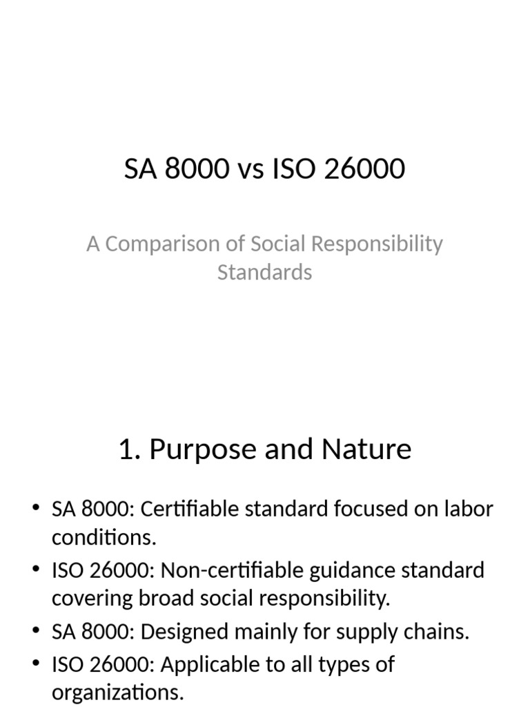 Comparing SA 8000 and ISO 26000 Standards | PDF