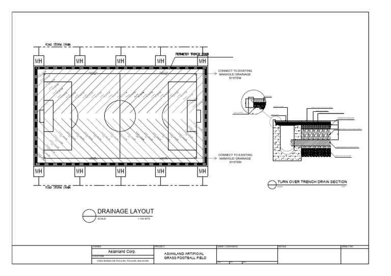 Football - Layout - Drainage Layout and Detail | PDF | Drainage | Building Materials