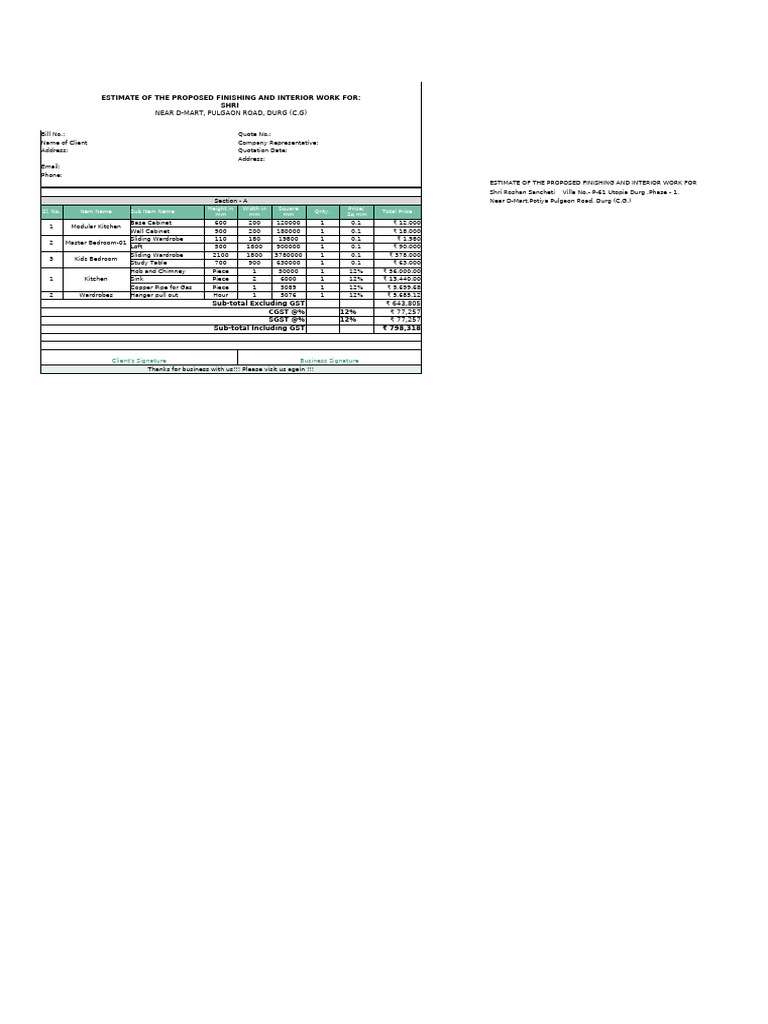 Interior Quotation Format 1 | PDF | Home