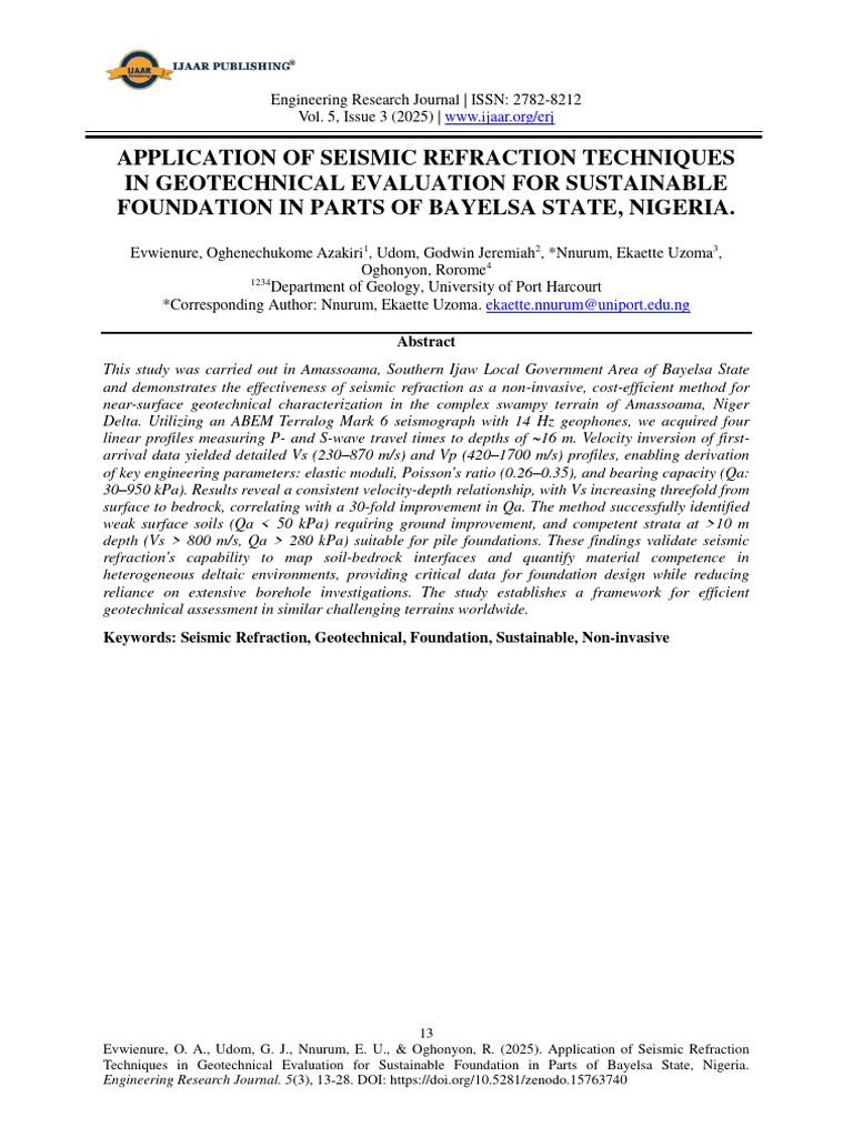 Application of Seismic Refraction Techni | PDF | Geotechnical ...