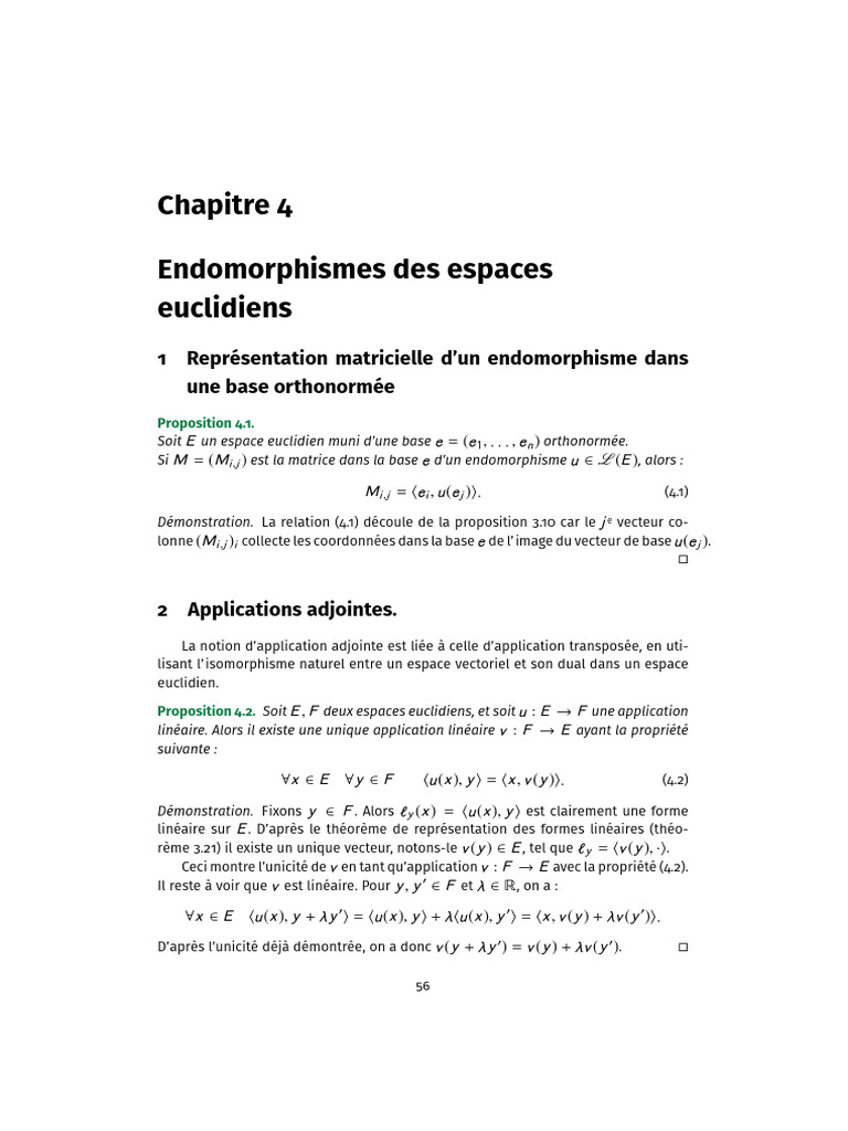 Endomorphismes et Isométries en Espaces Euclidiens | PDF | Espace ...