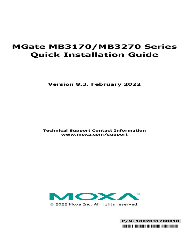 Moxa Mgate mb3170 mb3270 Series Qig v8.3 | PDF | Computing | Manufactured Goods