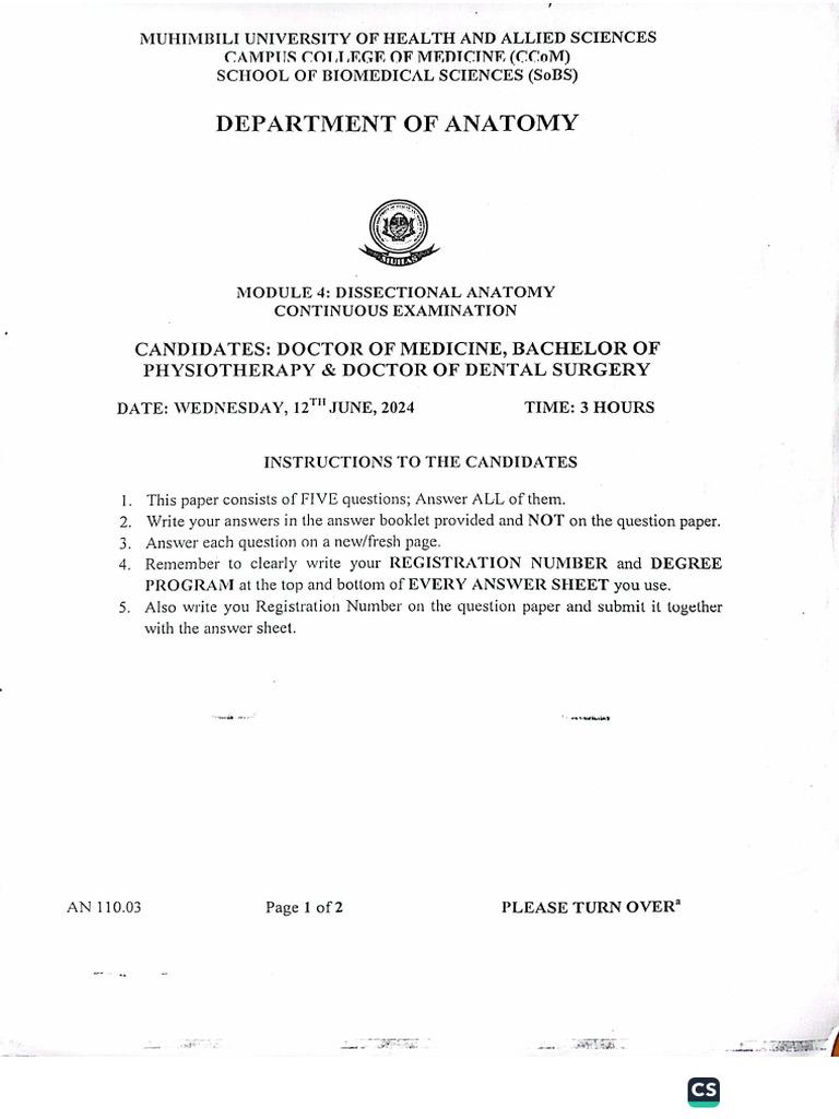 Dissection Anatomy CAT Theory | PDF