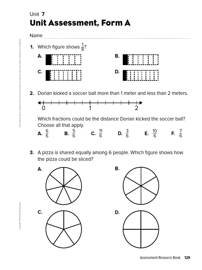 3 07+Printable+Unit+Assessment,+Form+a Fractions | PDF | Chess Openings ...