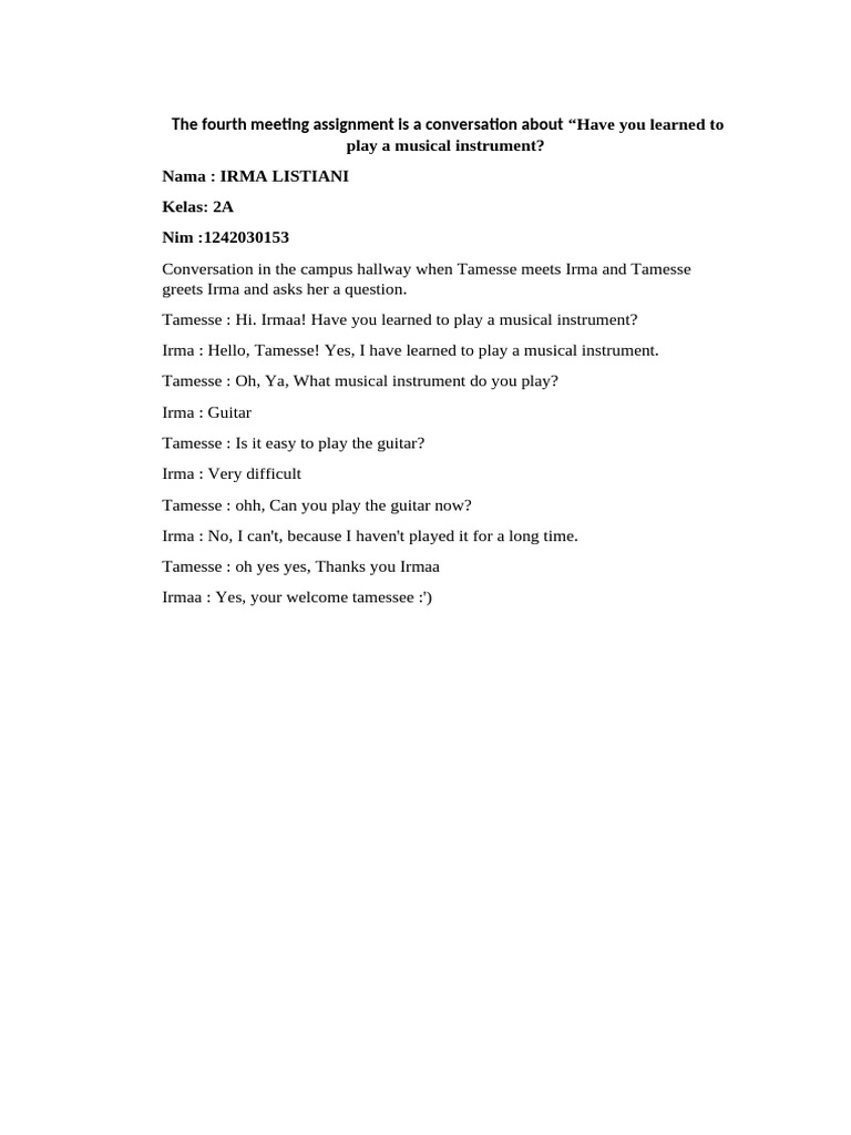 Fourth Meeting Assignment | PDF