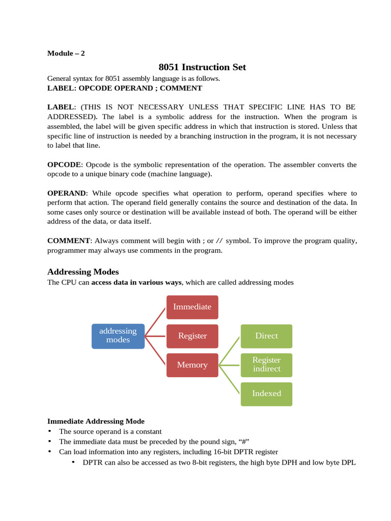 Module2 - MC - 8051 Instruction Sets | PDF | Binary Coded Decimal | Assembly Language