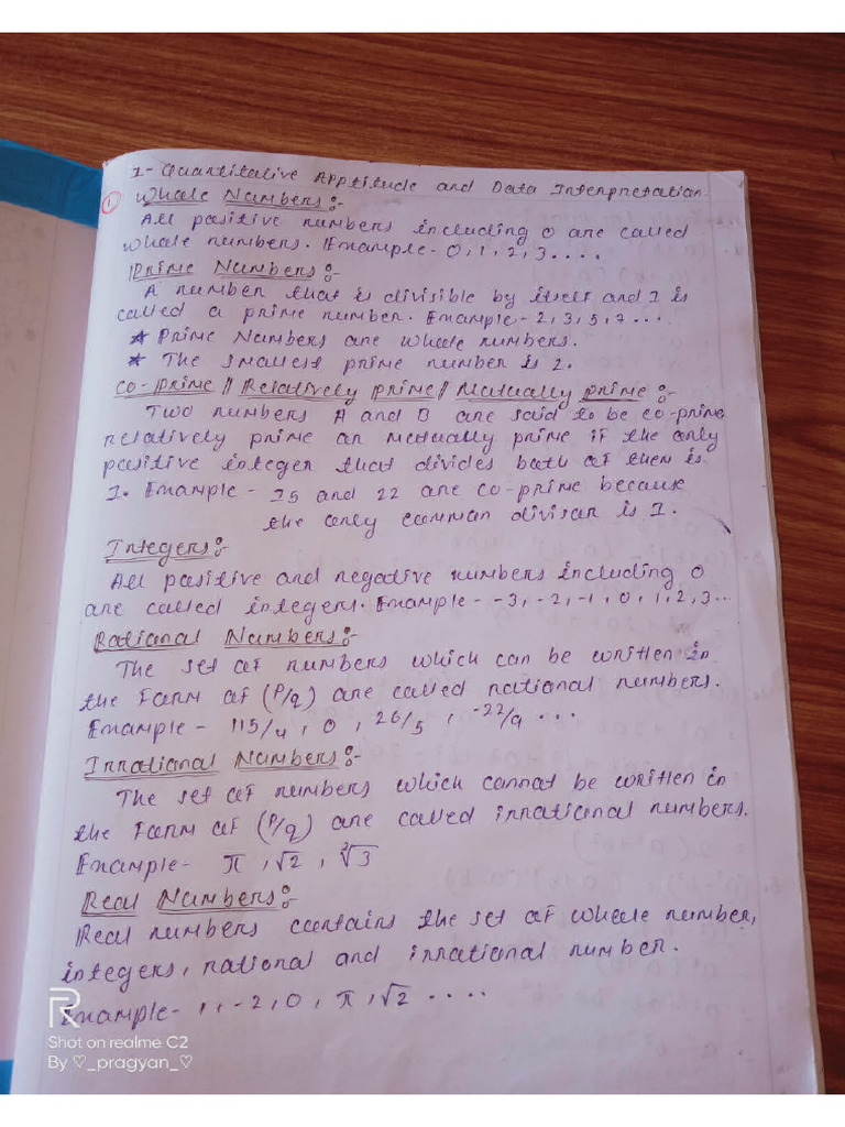 Maths QA Reasoning Handwritten Notes @CUET - CBSE - 12th | PDF