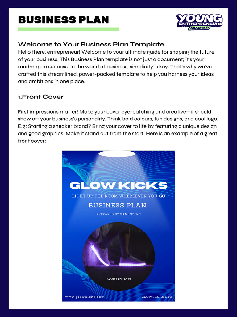Young Entrepreneurs Business Plan Guide | PDF | Marketing | Business
