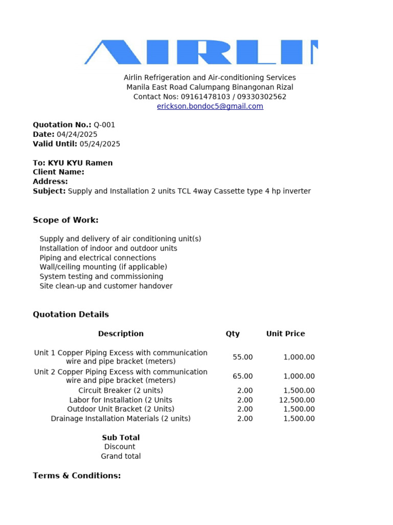 Kyu Kyu Ramen Aircon Installation | PDF