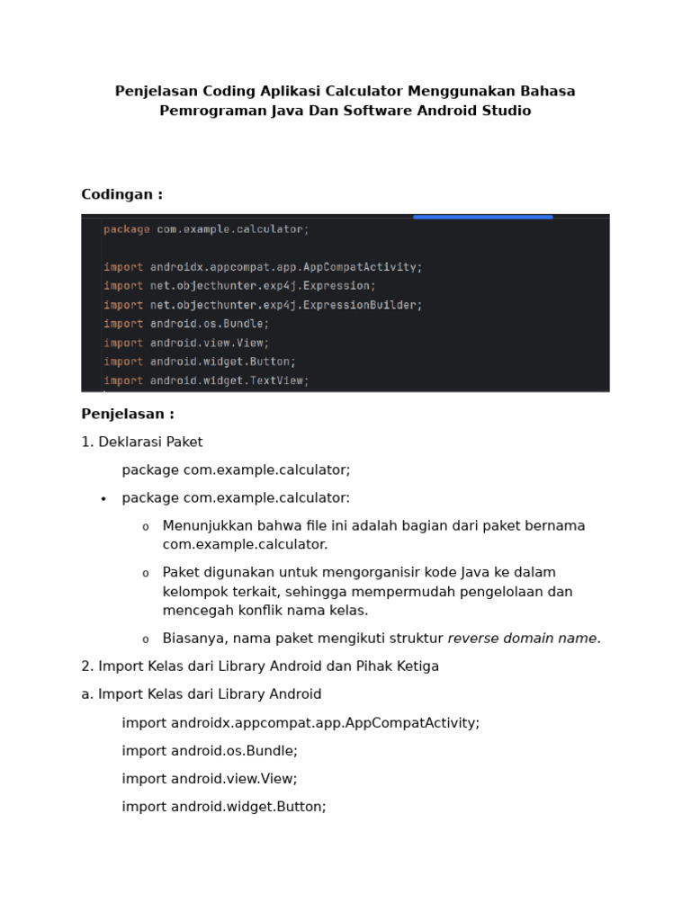 Penjelasan Coding Aplikasi Calculator Menggunakan Bahasa Pemrograman Java Dan Software Android ...