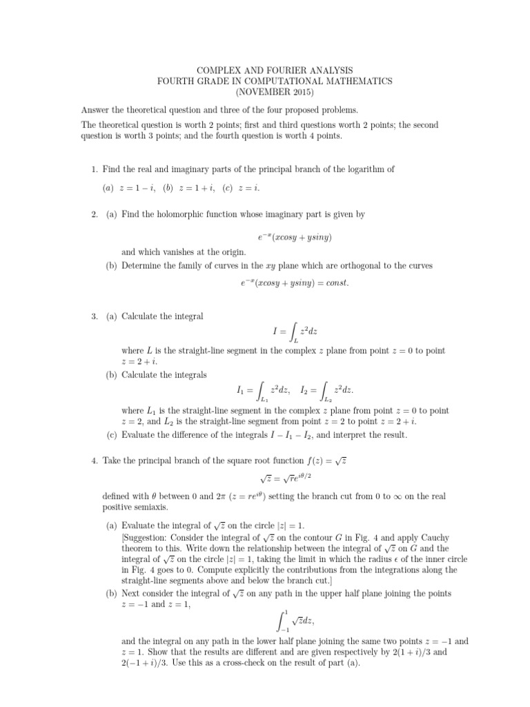 Complex Analysis Problems and Solutions | PDF | Integral | Square Root