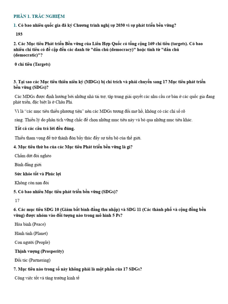 TRẮC NGHIỆM - PTBV | PDF