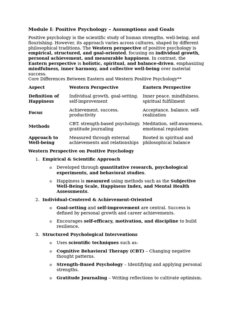 Eastern vs. Western Positive Psychology | PDF | Psychological ...