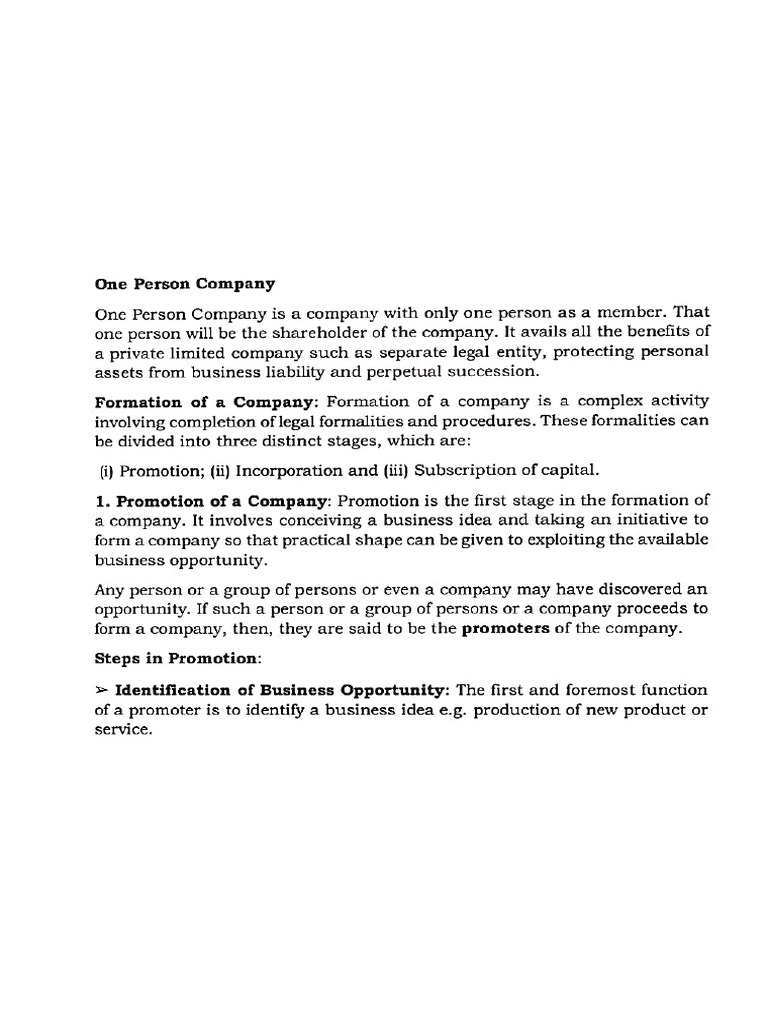 Formation of A Company Notes | PDF