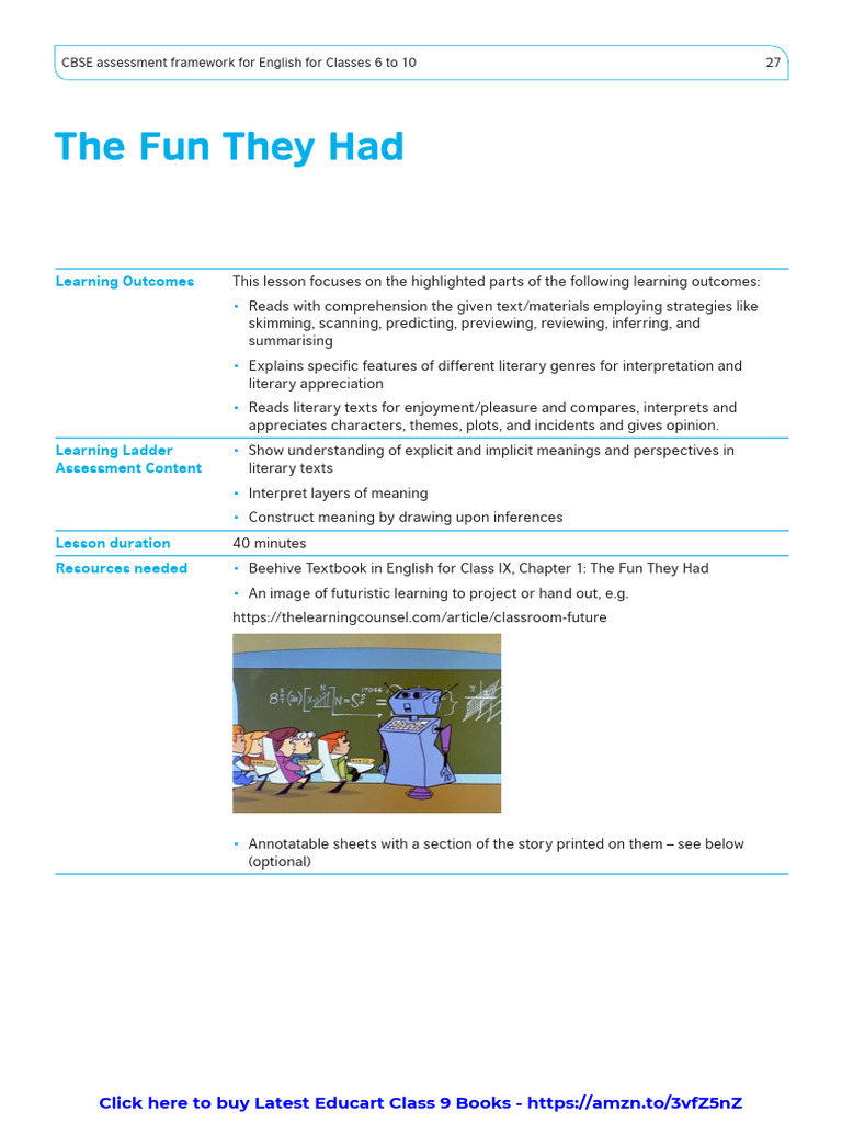 Lesson Plan: The Fun They Had | PDF | Reading Comprehension | Learning