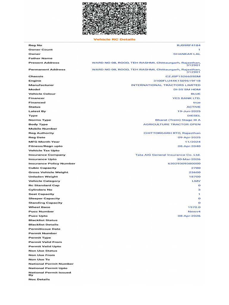 RJ 09 RF 4184 | PDF