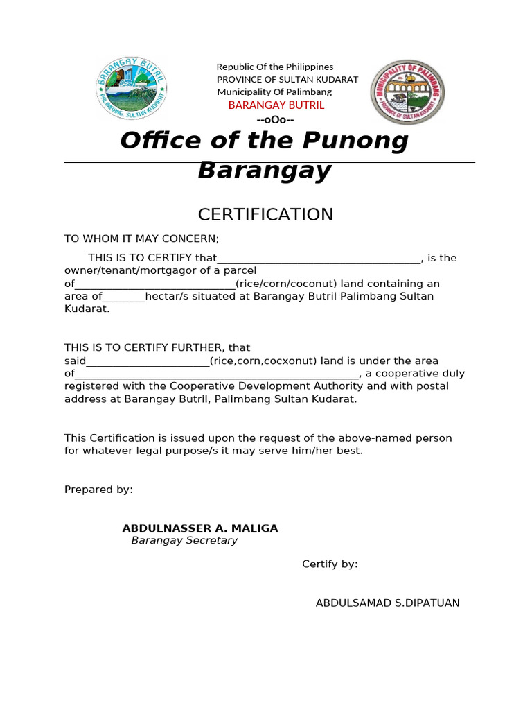 1 Certificate of Own Parcel | PDF