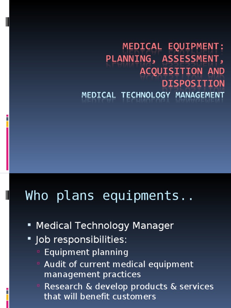 Hospital Medical Equipment Planning Guide | PDF | Health Care | Business
