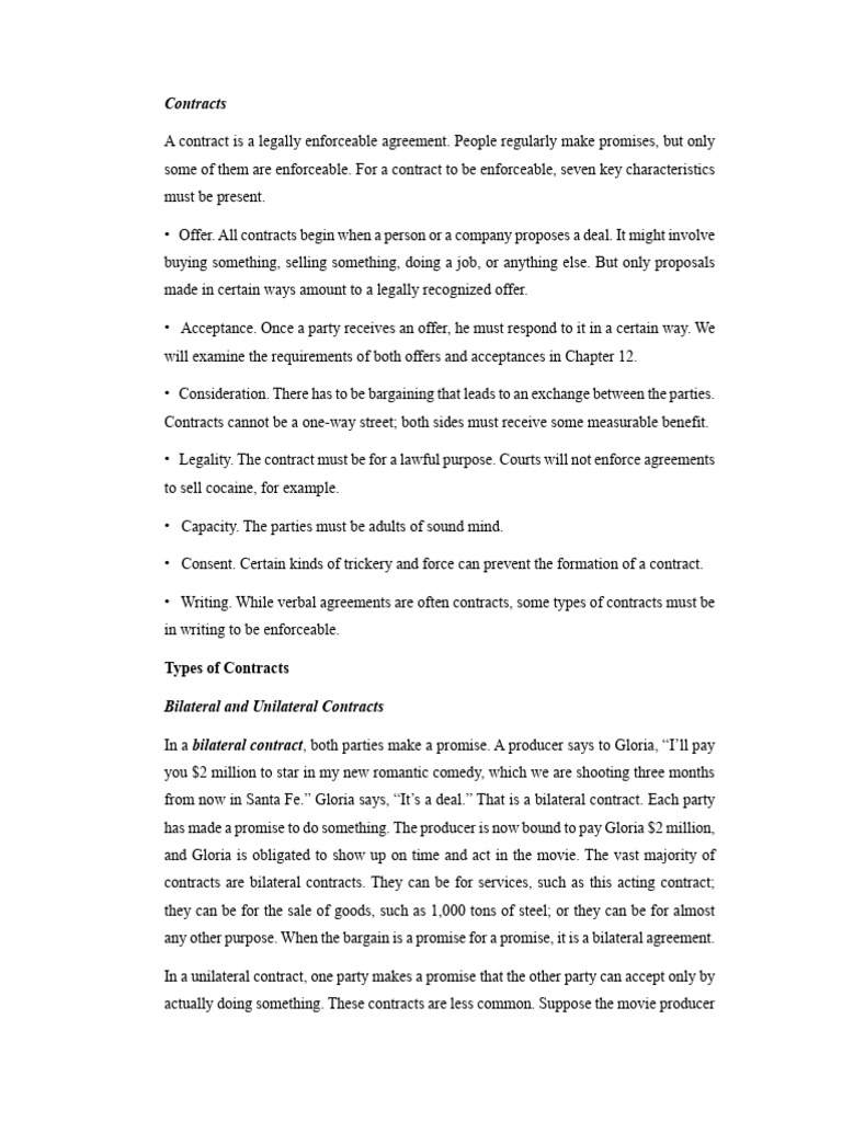 Key Elements of Contract Law Explained | PDF | Auction | Offer And ...