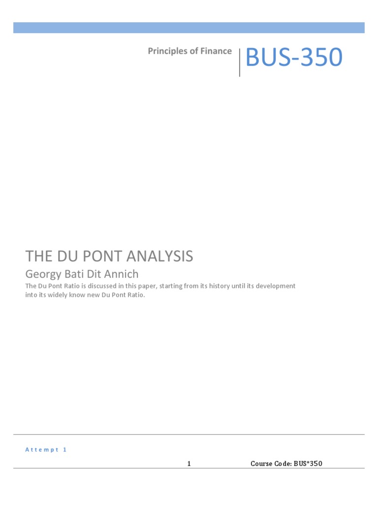 The Du Pont Analysis | PDF | Balance Sheet | Equity (Finance)