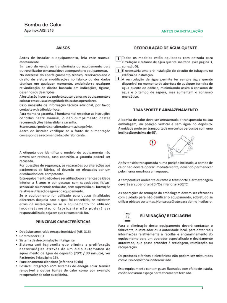 Manual de Instalação Bomba de Calor Essential Frigus | PDF