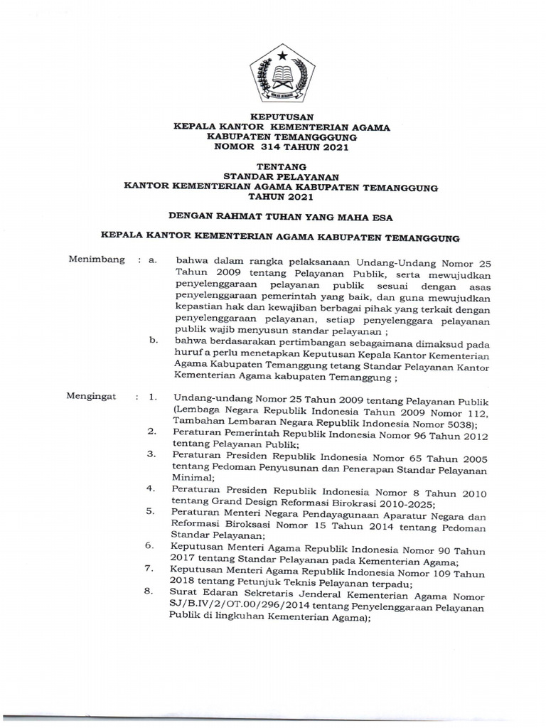 SK Standar Pelayanan PTSP | PDF