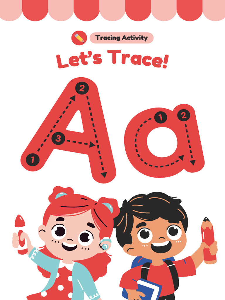 Tracing Activity Learning Letter a ELA Worksheet in Red and White Fun ...