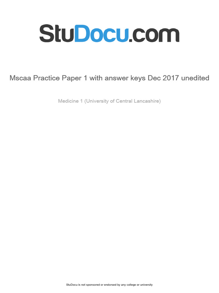 Mscaa Practice Paper 1 With Answer Keys Dec 2017 Unedited | PDF ...