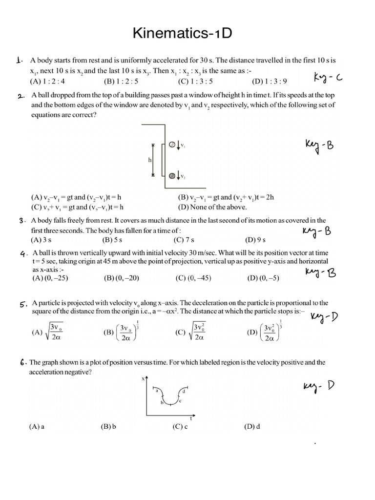Kinematics 1D B5T | PDF