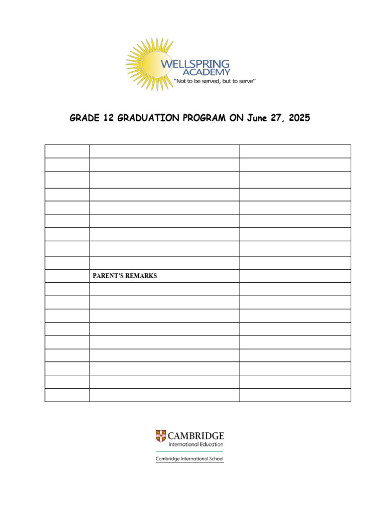 Grade 12 Graduation Program Details | PDF