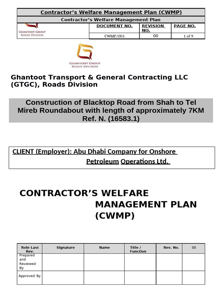 4 Contractorx27s Welfare Management Plandocx PDF Free | PDF | Bed ...