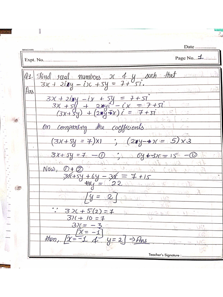 Maths Assignment Graduation BSC Handwritten Solutions | PDF