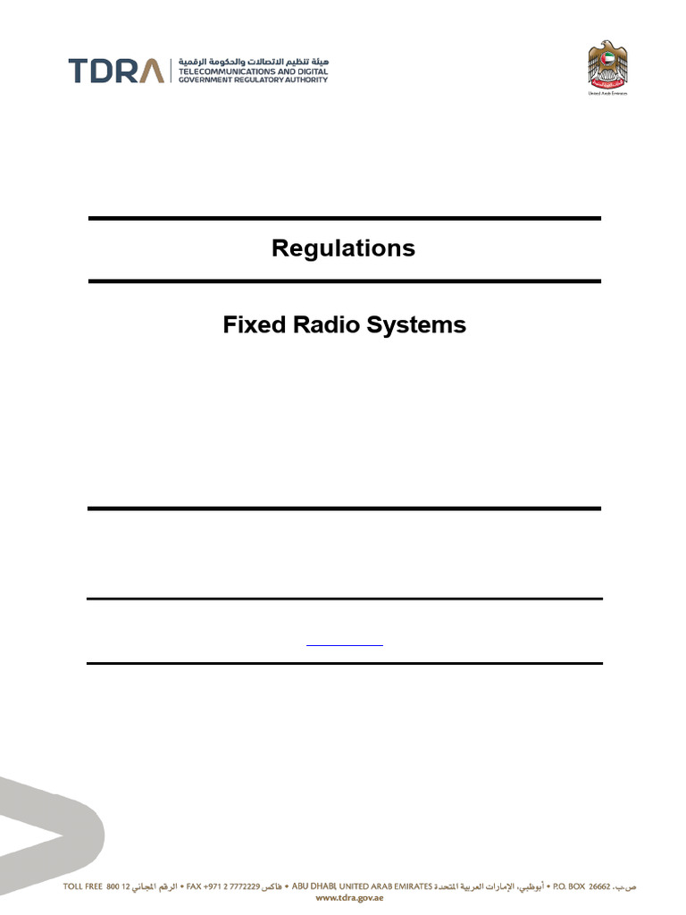 TDRA Fixed Radio Systems Regulations | PDF | Radio | Radio Spectrum