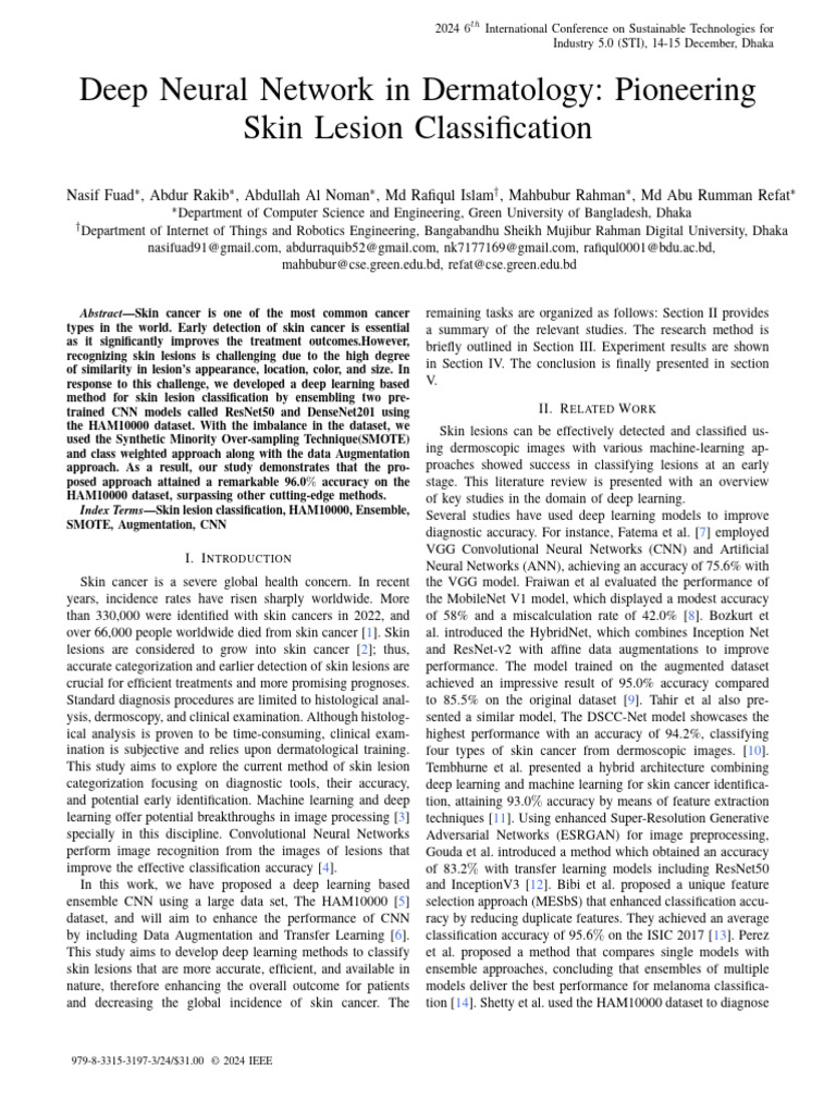 Deep Learning for Skin Lesion Classification | PDF | Deep Learning ...