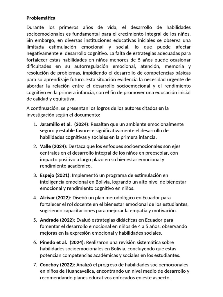 Problemátic 1 | PDF | Las emociones | Educación de la primera infancia