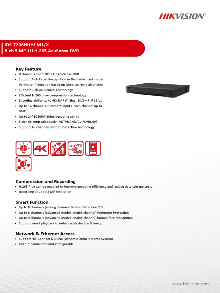 iDS-7208HUHI-M1 X Datasheet 20241018 | PDF | Data Compression | Information And Communications ...