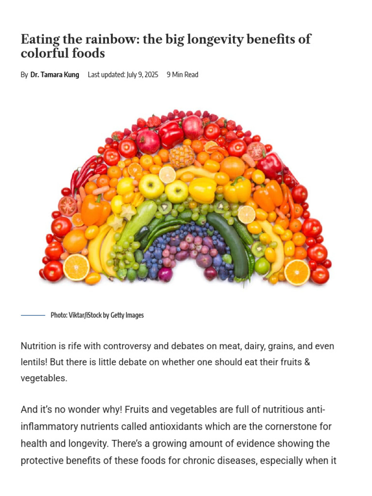 Eating The Rainbow - The Big Longevity Benefits of Colorful Foods ...