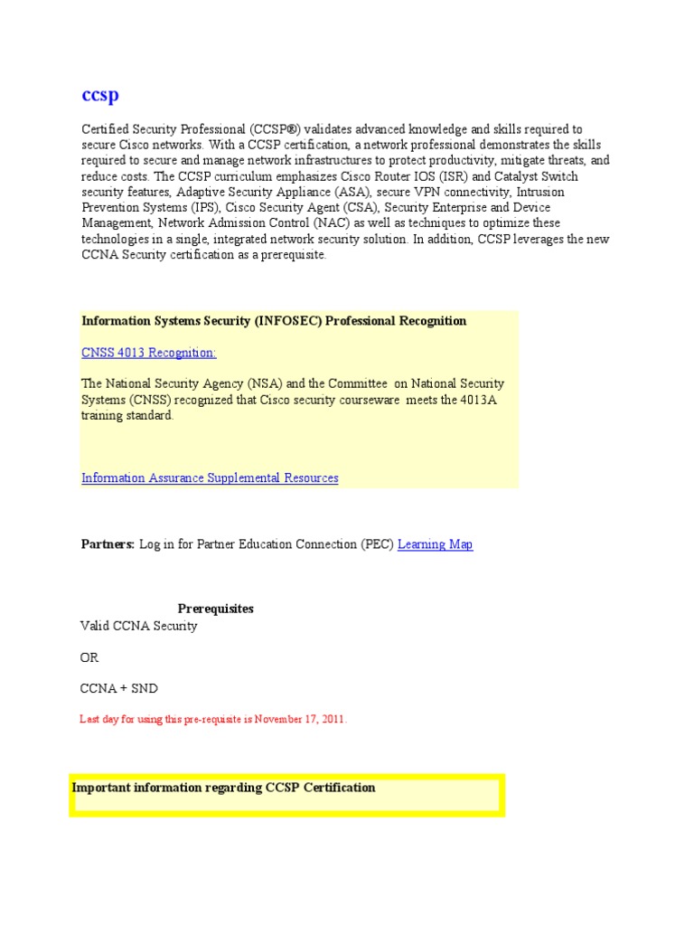 CCSP | PDF | Cisco Certifications | Computer Networking