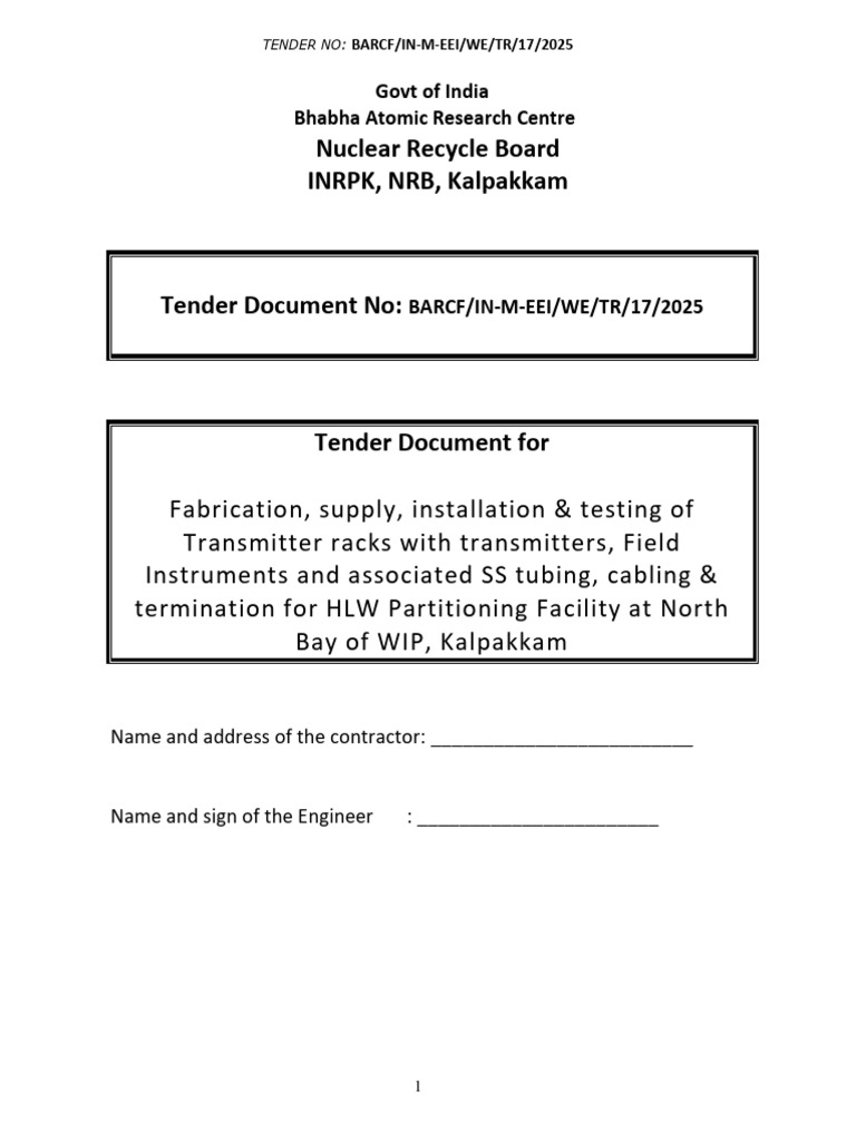 Tender Document Final TR 17 | PDF | Employment | Public Key Cryptography