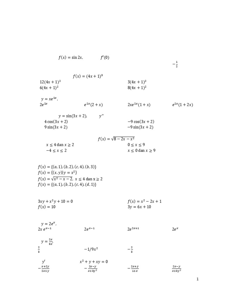 Contoh Soal Uas Kalkulus 1 - Ata 2425-Utk Latihan | PDF