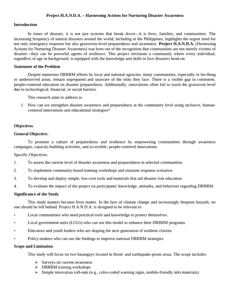 Project Handa - DRRM Innovation | PDF | Emergency Management
