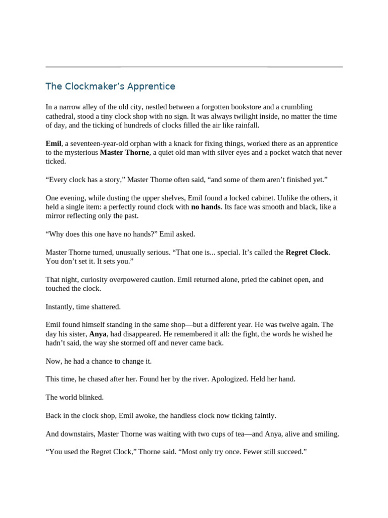 The Clockmaker's Apprentice | PDF