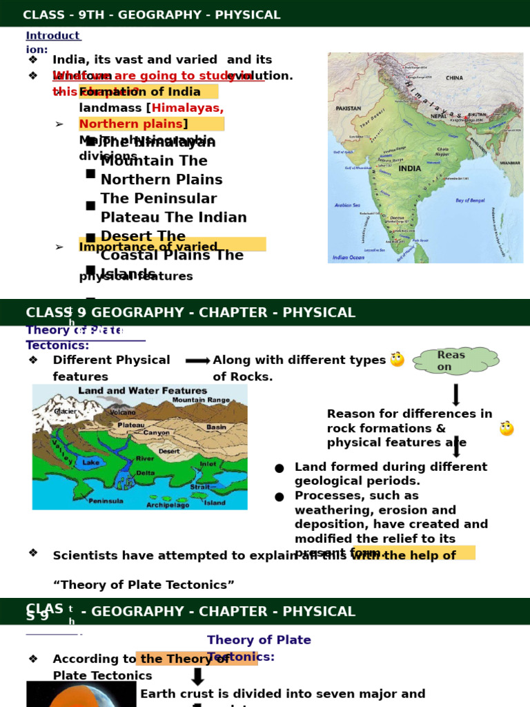 Class 9th - Chapter - Physical Features of India - Geography (Concept) PDF | PDF | Plate ...