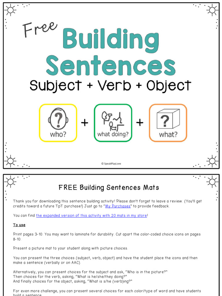 FREESentenceBuildingSpeechTherapyActivityExpandingUtterancesVisuals 1 | PDF