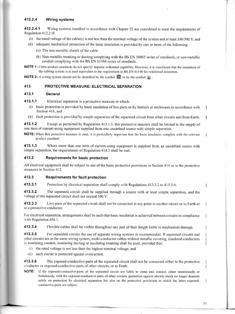 Wiring Systems and Electrical Separation | PDF | Electrical Wiring ...