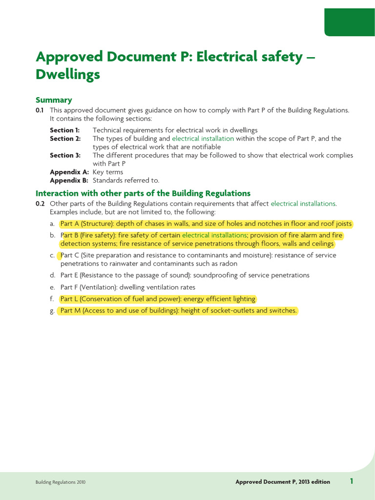 Approved Document P-Building Regulations 2010 | PDF | Electrical Wiring ...