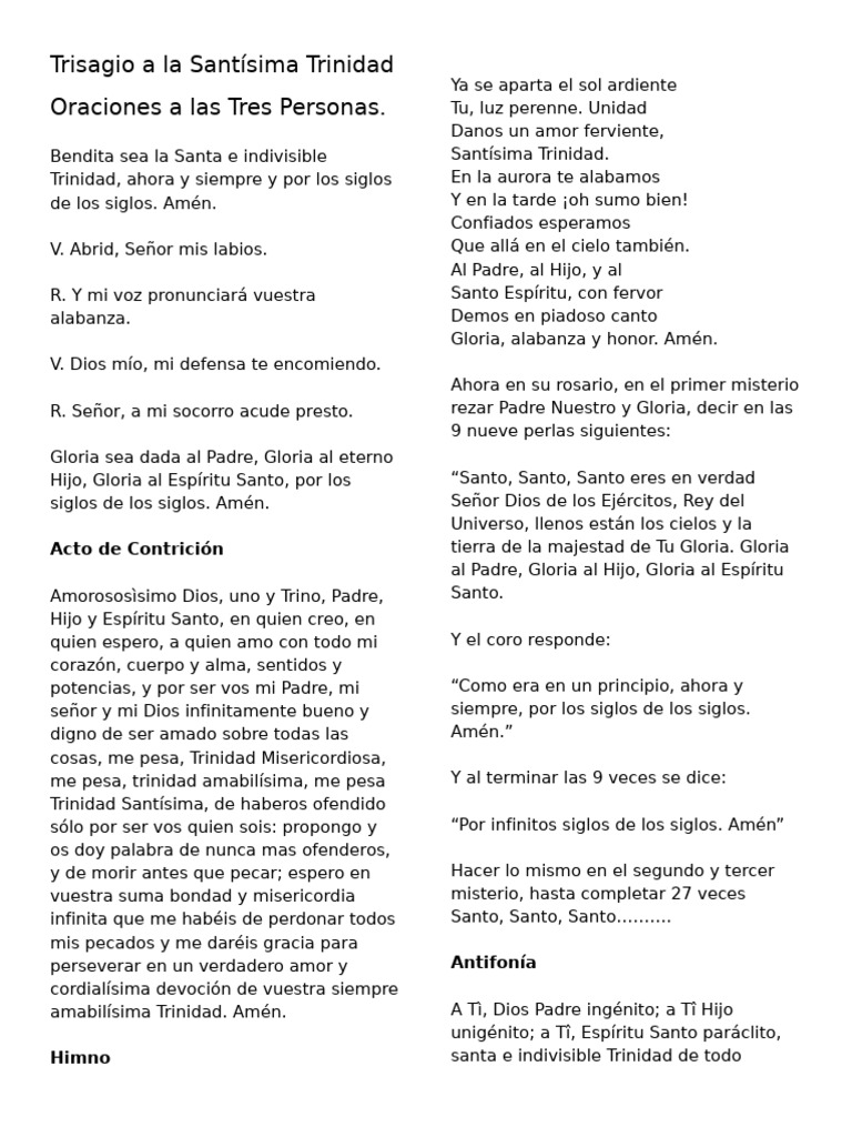 Trisagio a la Santísima Trinidad | PDF | Trinidad | Ángel
