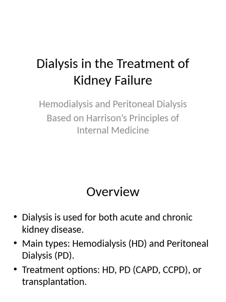 Dialysis Presentation Harrison 20slides | PDF | Hemodialysis | Medical ...