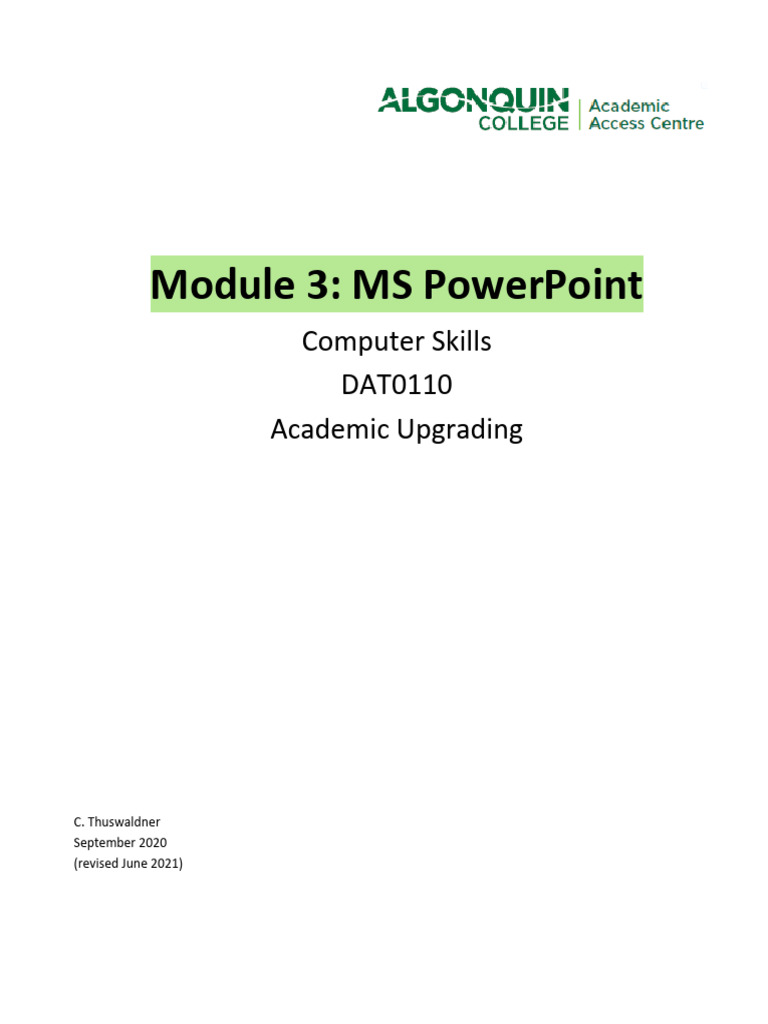 Module 3 MS PowerPoint 2020 RevJune 2021 | PDF | Microsoft Power Point ...